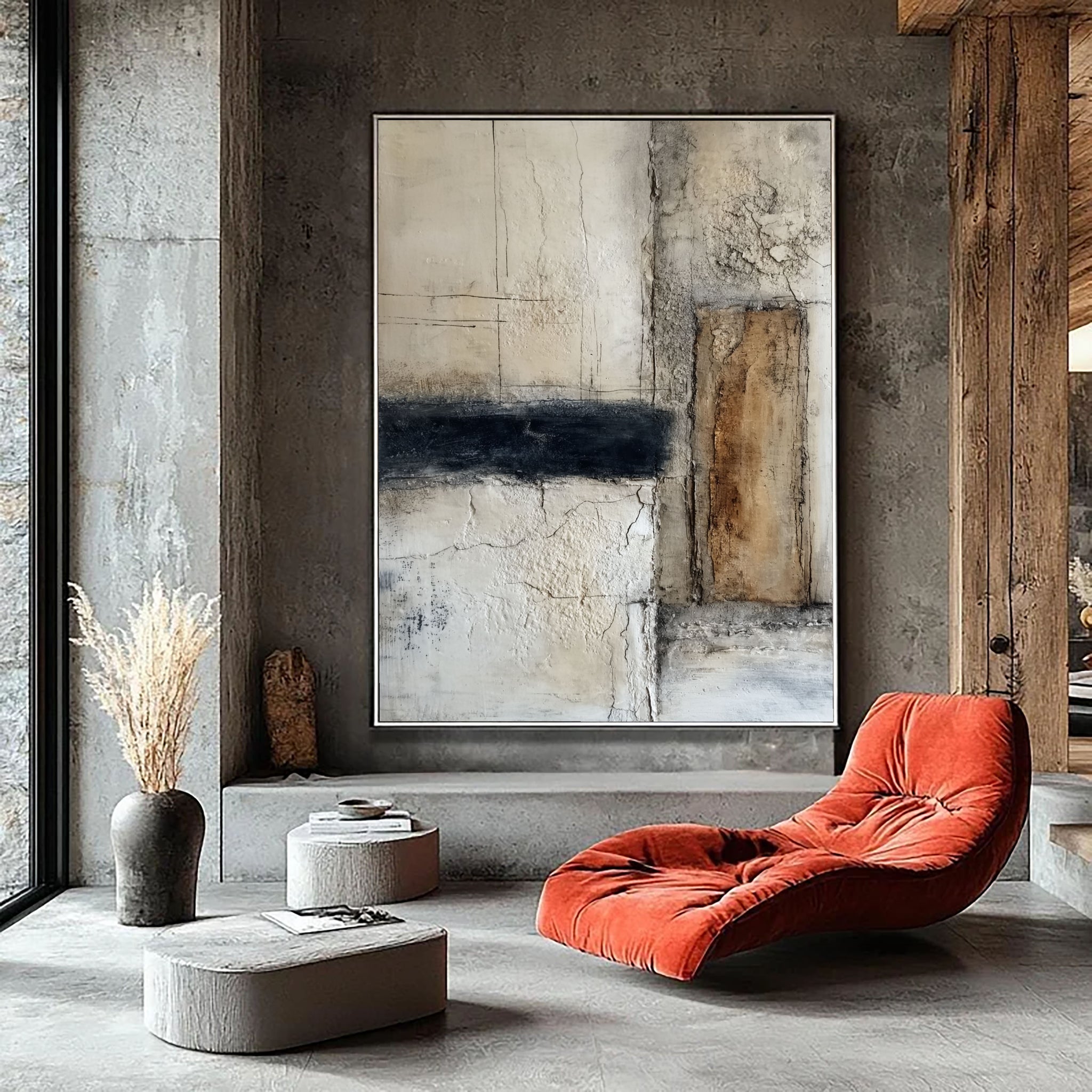 Textured Minimalist Grid | Ochre Panel
